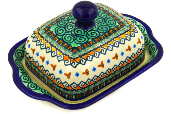 Polish Pottery Butter Dish 8" Albuquerque UNIKAT